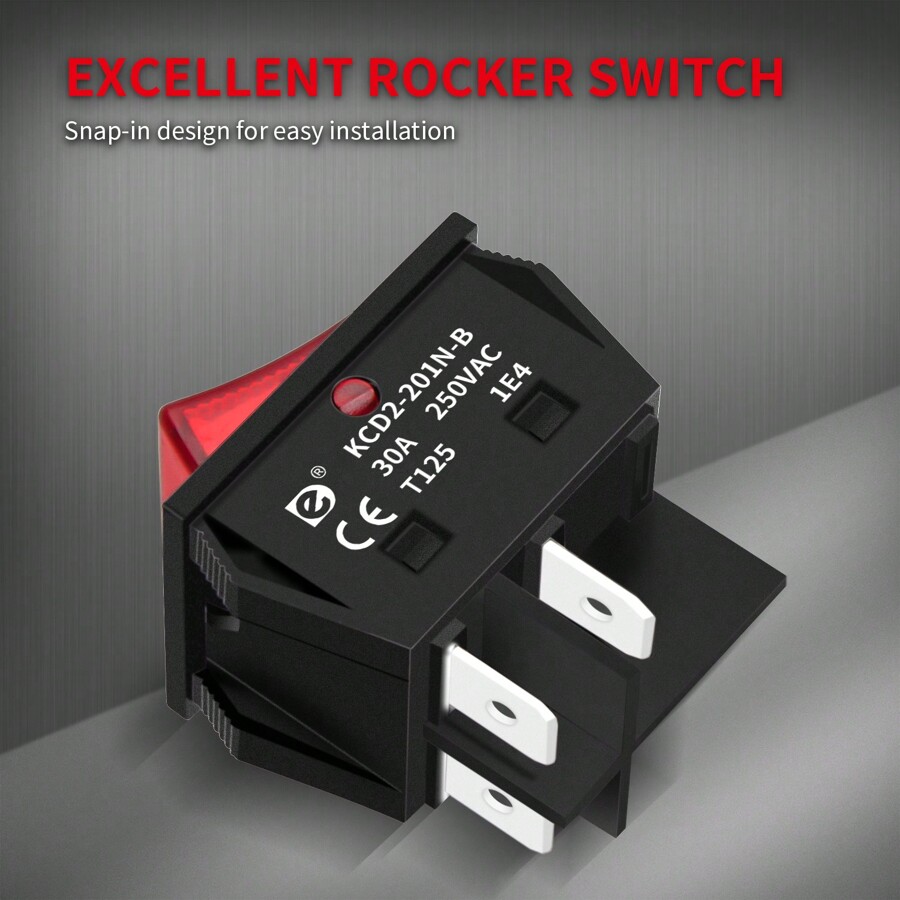 30A 250V KCD2 KCD4 Rocker Switch DPST 4 Pin Red Blue Green Lighted 120V ...