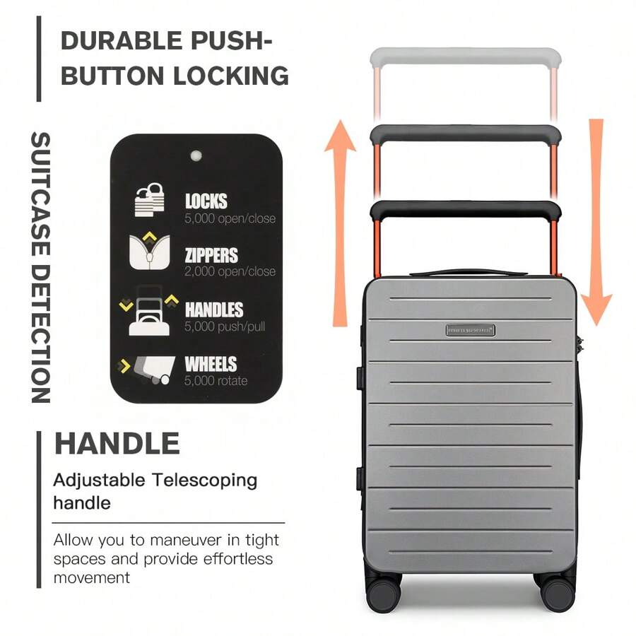 Maleta de Cabina 20 Pulgadas Ligera con Carcasa Dura de PC con 4 Ruedas ...