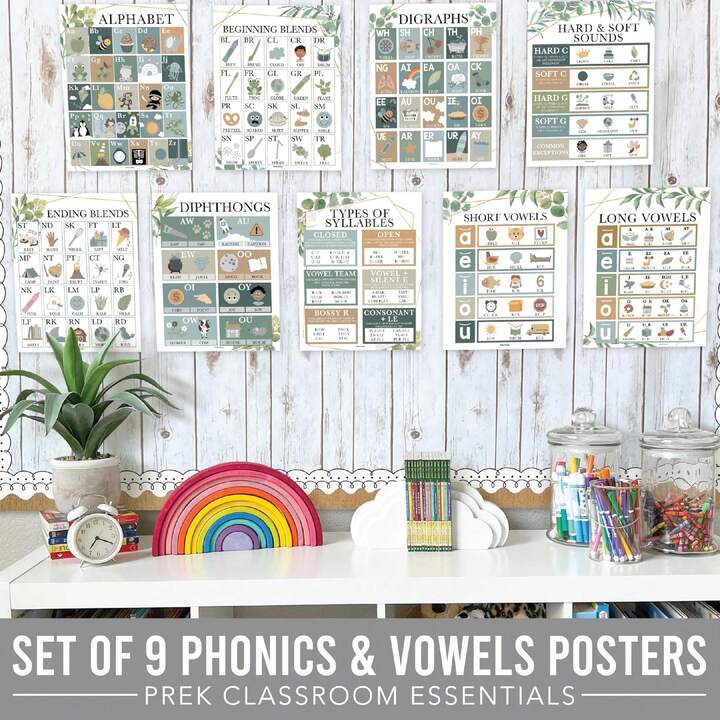 9 Greenery Sound Wall Classroom Phonics Posters For Classroom Wall ...