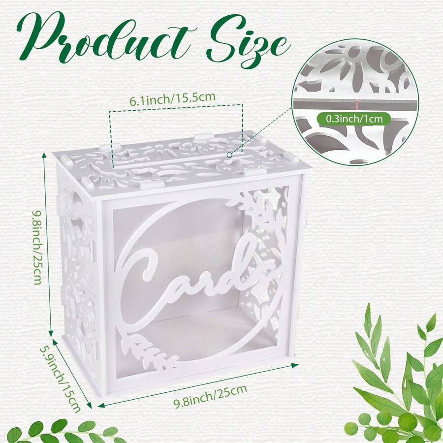 Wedding Card Box Graduation Card Box, White PVC Gift Card Box With Slot ...