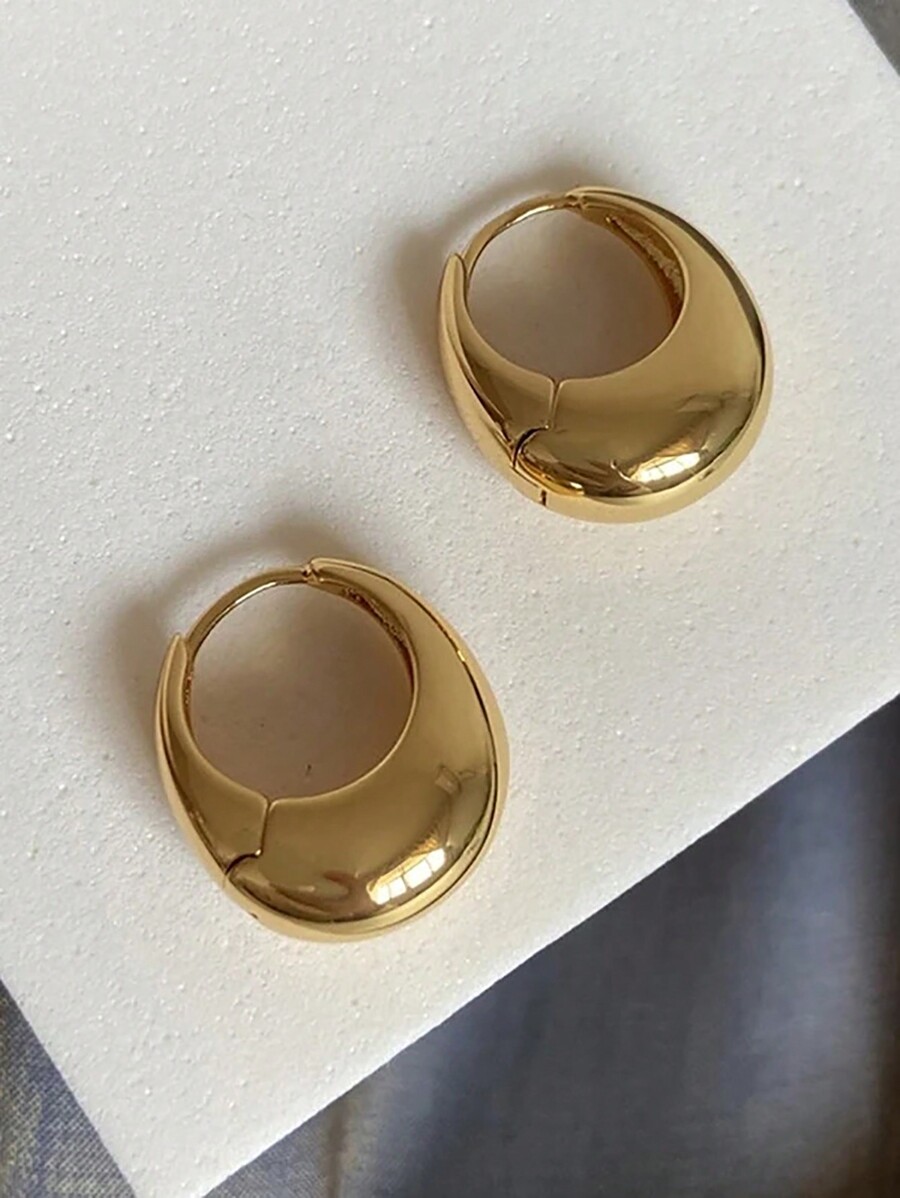 1pair European & American Minimalist Metallic Geometric U-Shaped Smooth ...