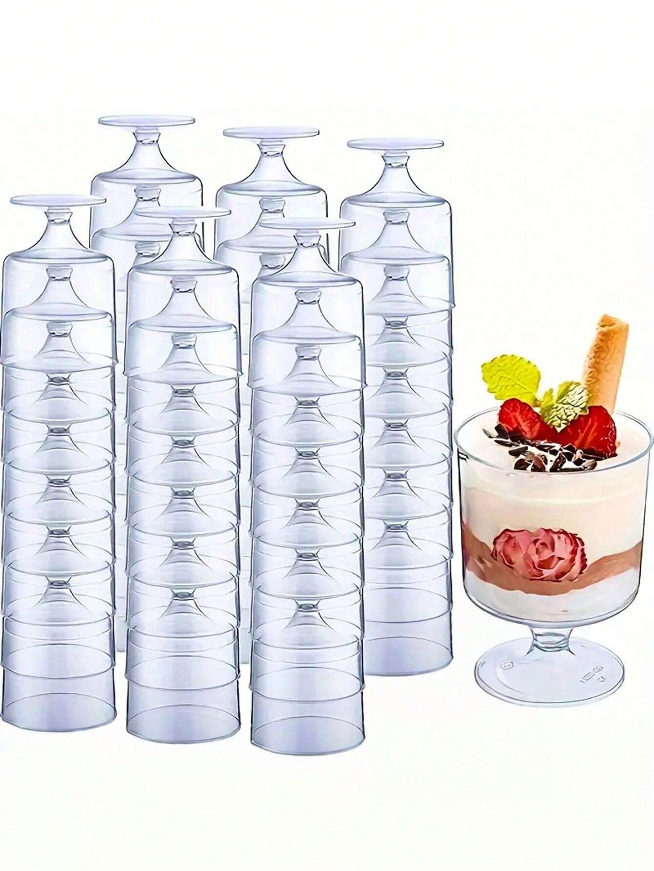 20pcs Transparent Plastic Dessert Cups Without Spoons, Tall Dessert ...