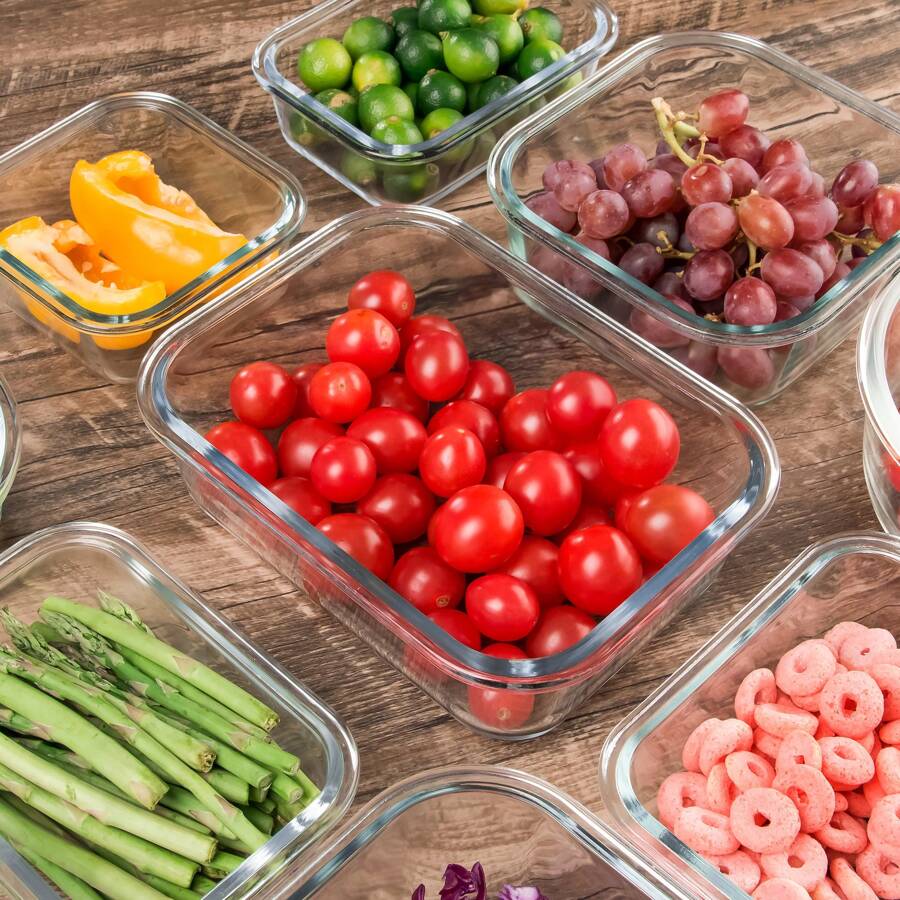 24 Pieces High Borosilicate Glass Meal Prep Containers With Steam Vent Food Storage