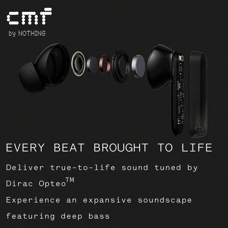 CMF By Nothing Buds Wireless 5.3 Earbuds, 42dB ANC, 12.4mm Driver ...