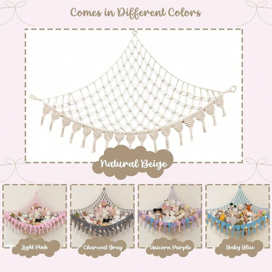 Oversized Plush Animal Storage Hammock Corner - 25 Lb Capacity Hanging ...