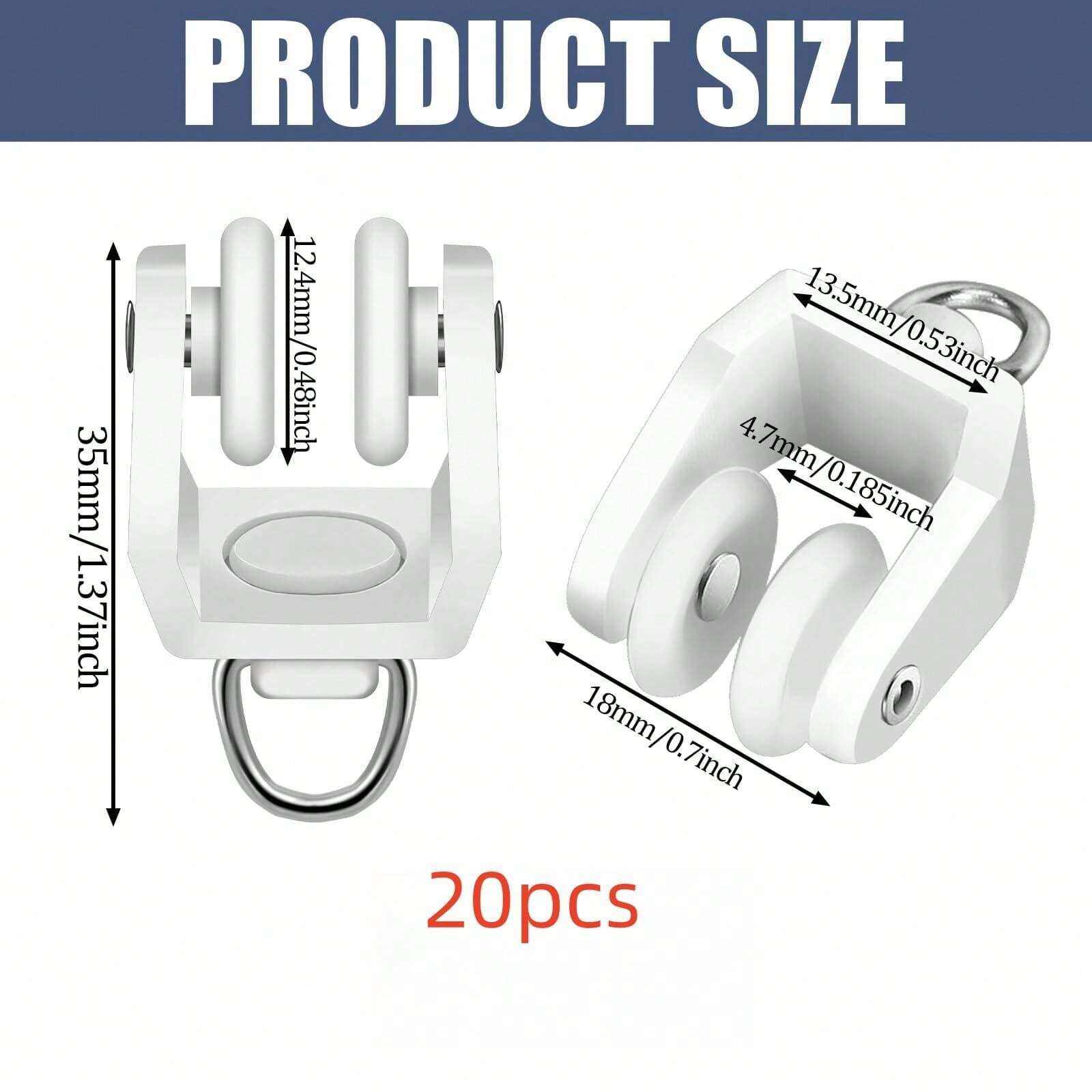20pcs Curtain Track Rollers, Flexible Plastic Curtain Rail Glider ...