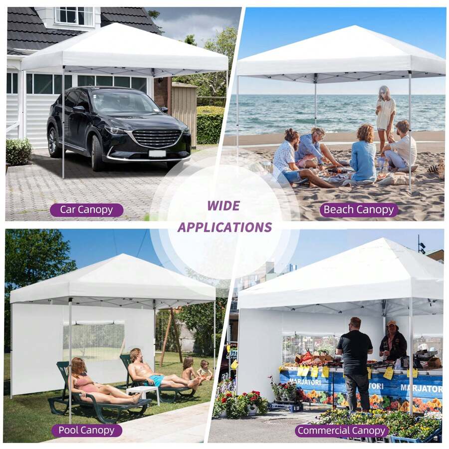 Sturdum 10 X 10 FT Outdoor Pop Up Canopy Tent With 4 Removable ...