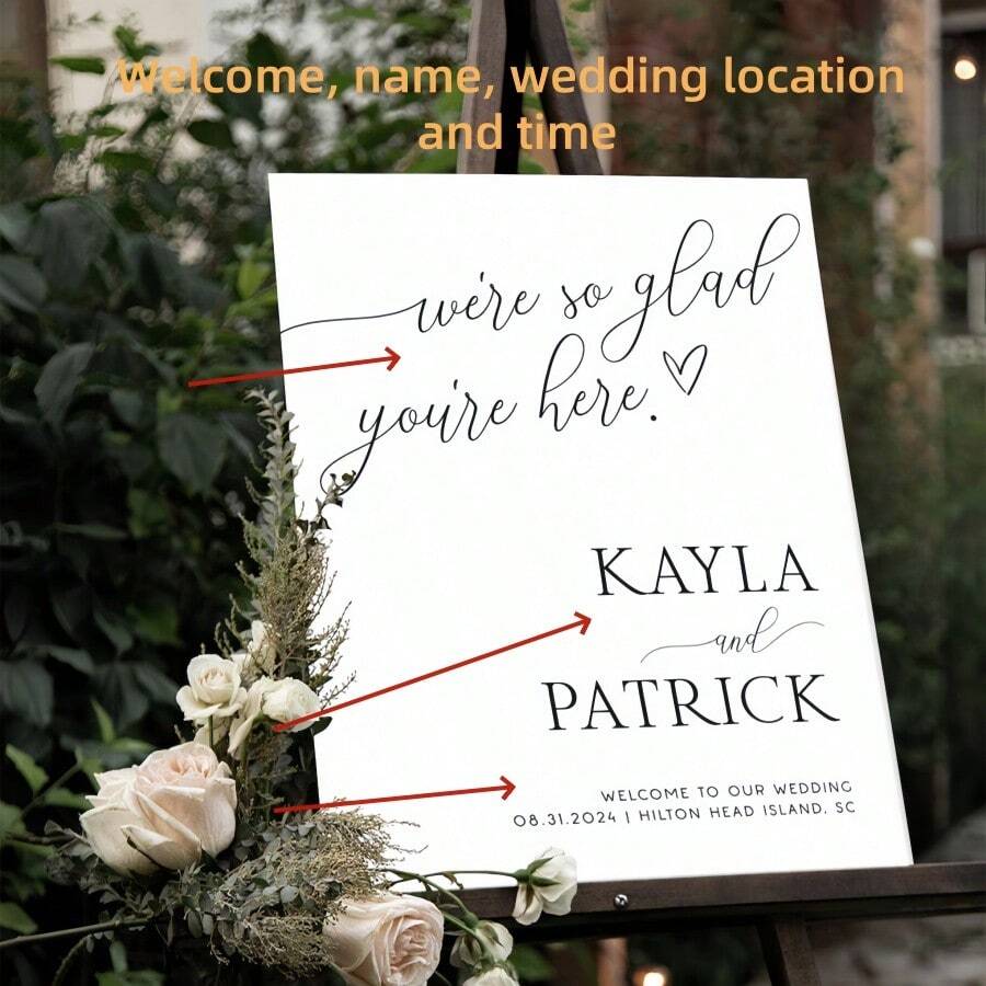We're So Glad You're Here Sign, Minimalist Wedding Welcome Sign, Modern ...