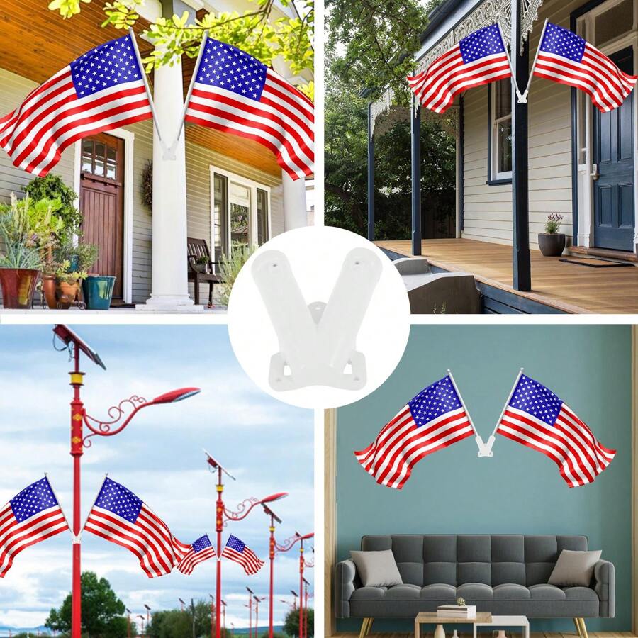 Flag Pole Holder 2 Holes Wall Mounted Flag Pole Bracket Aluminum Alloy ...