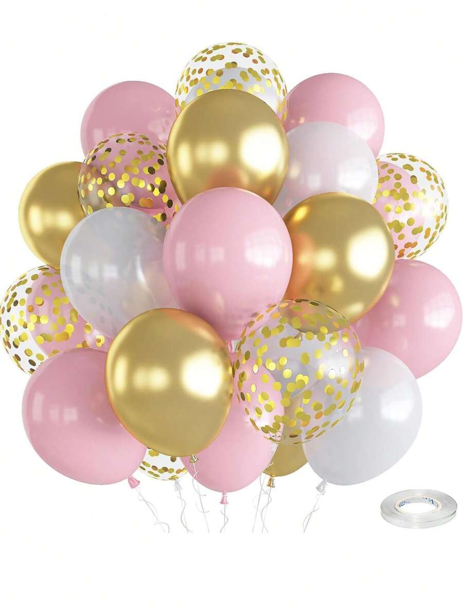 35pcs Light Blue And Light Pink Balloon Set, 12 Inch Blue And Pink ...