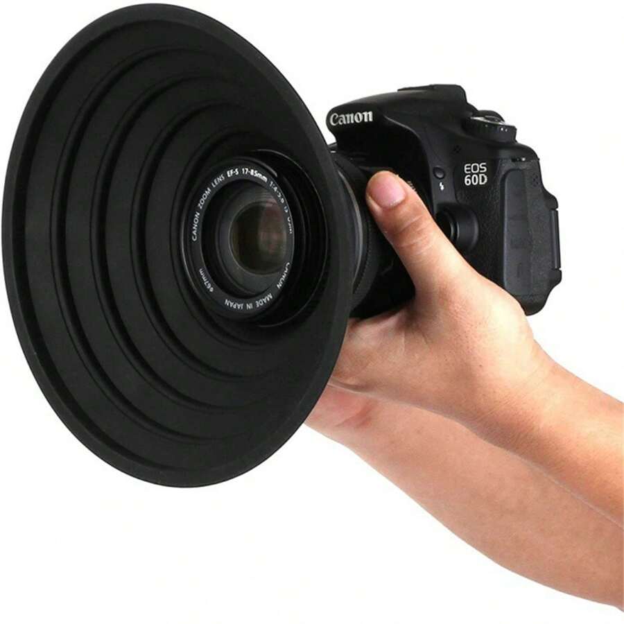 1pc Silicone Material DSLR Camera Lens Hood Anti-Glare Sun Shade In 2 ...