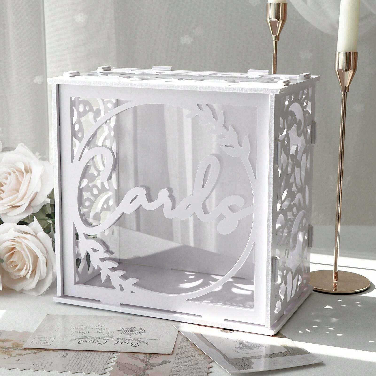 Wedding Card Box Graduation Card Box, White PVC Gift Card Box With Slot ...