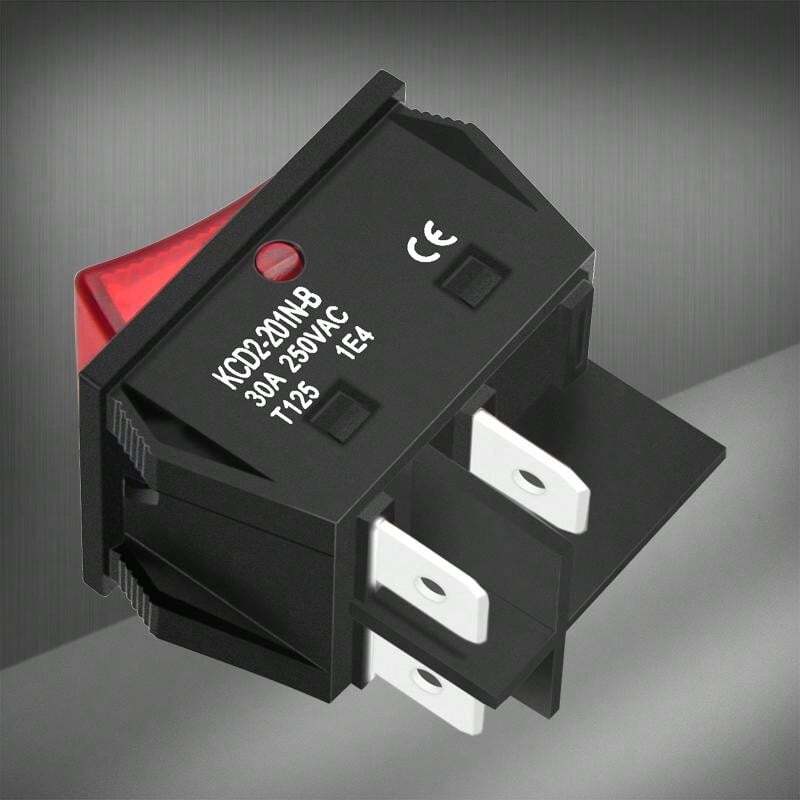 30A 250V KCD2 KCD4 Rocker Switch DPST 4 Pin Red Blue Green Lighted 120V ...