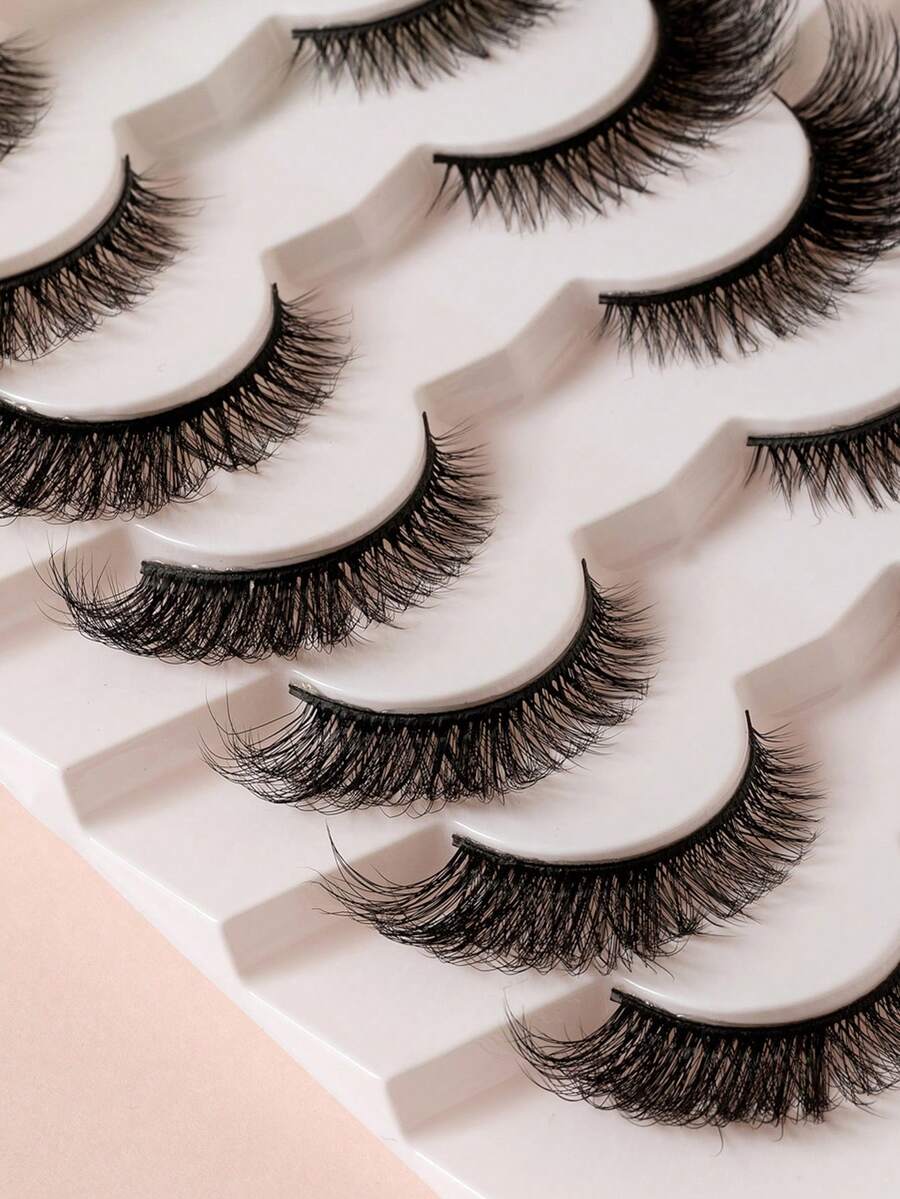 7 Pairs Full False Lashes 3D Stereoscopic Fishtail Eye Elongated Fox ...