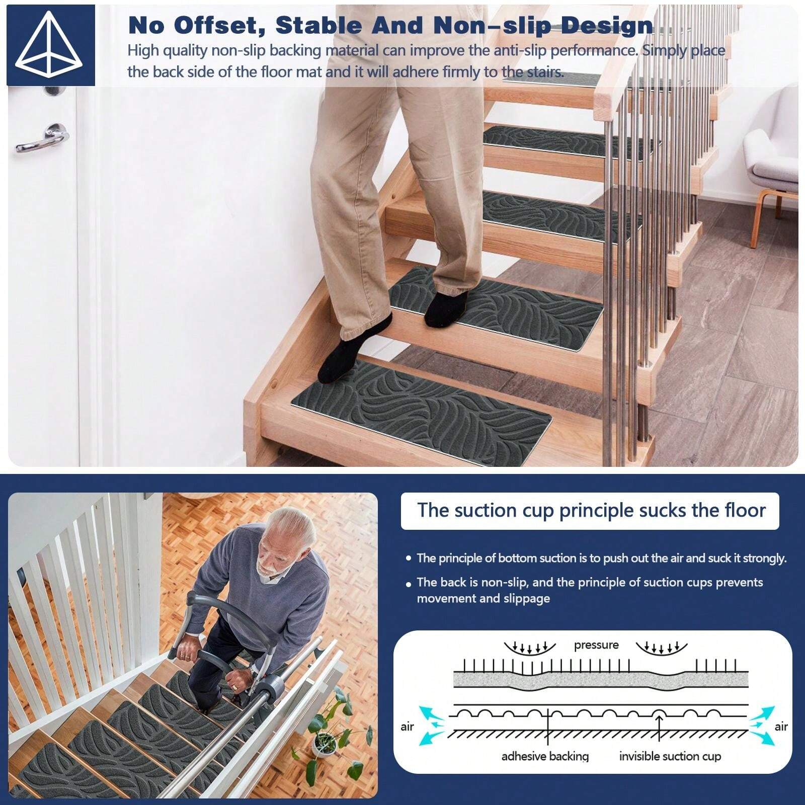 Stair Treads For Wooden Steps Indoor, JAYFAN Non Slip Carpet Stair ...