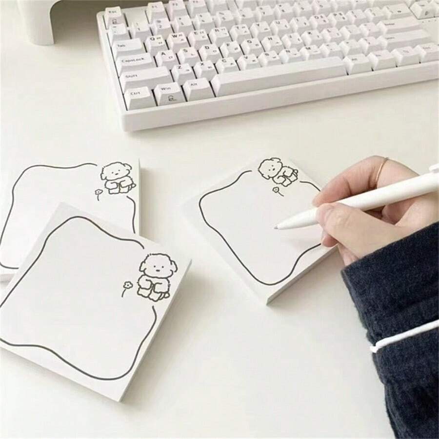 1pc Linear Dog Design Minimalist Sticky Note Pad For Students, High ...
