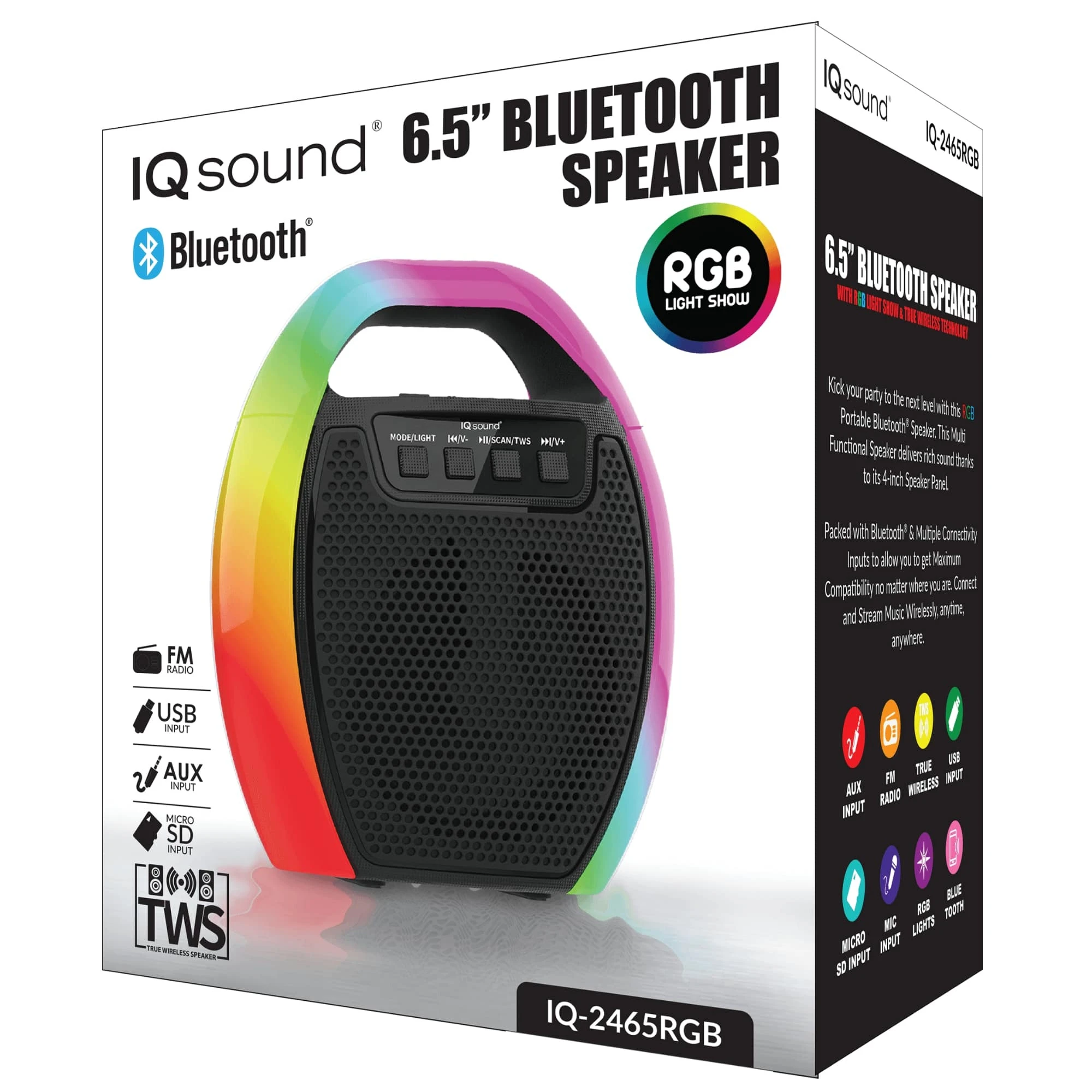 Supersonic 6.5" Portable Bluetooth Speaker With RGB Handle, FM Radio ...