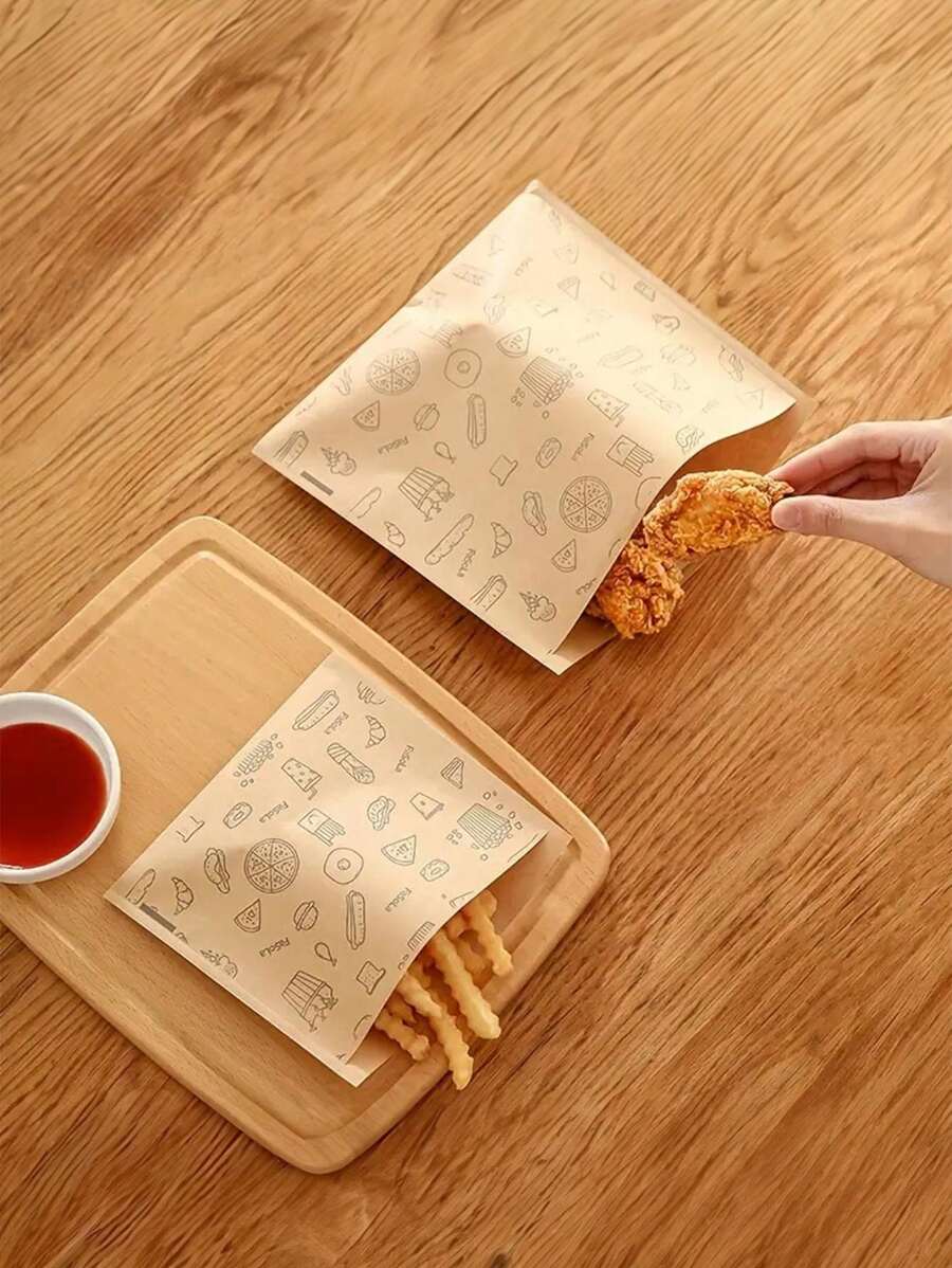 25/50pcs Brown Food Sealed Bags, Anti-Oil Self-Adhesive Storage Bags ...