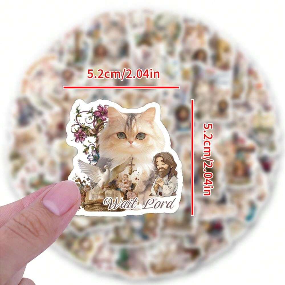 60Pcs Jesus Christ Cat Stickers, Inspirational Christian Stickers ...