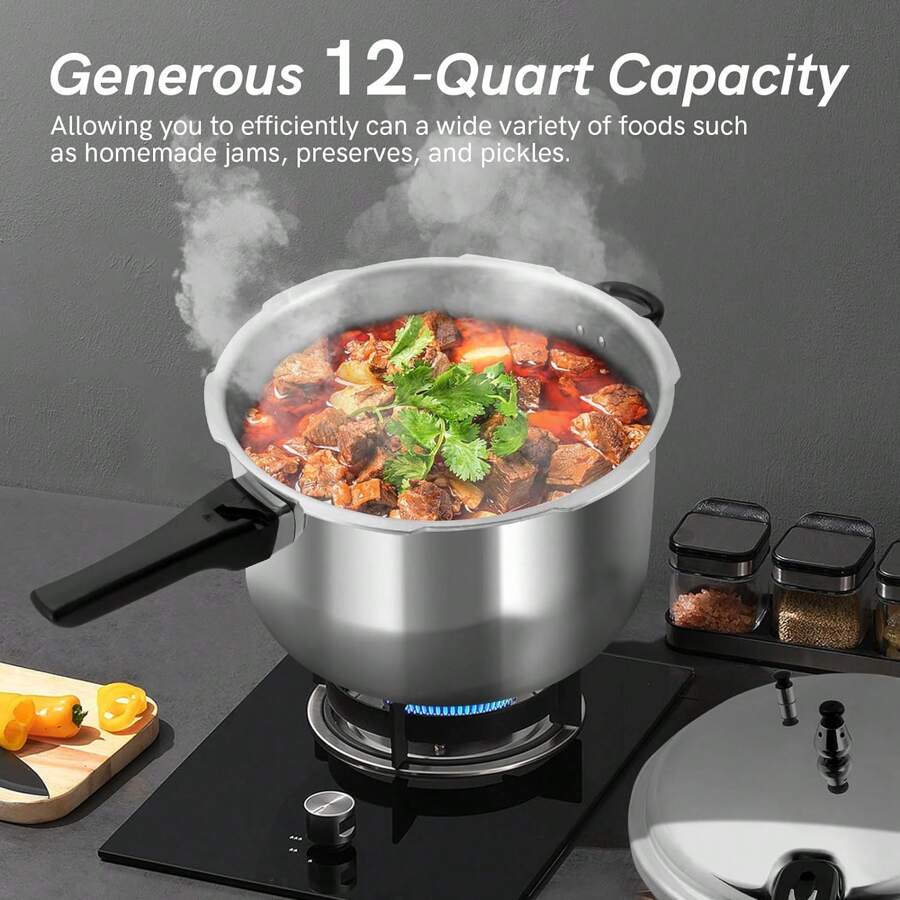 12 Quart Pressure Cooker, Aluminum Pressure Canner W/Cooking Rack For Steaming,Canning And ...