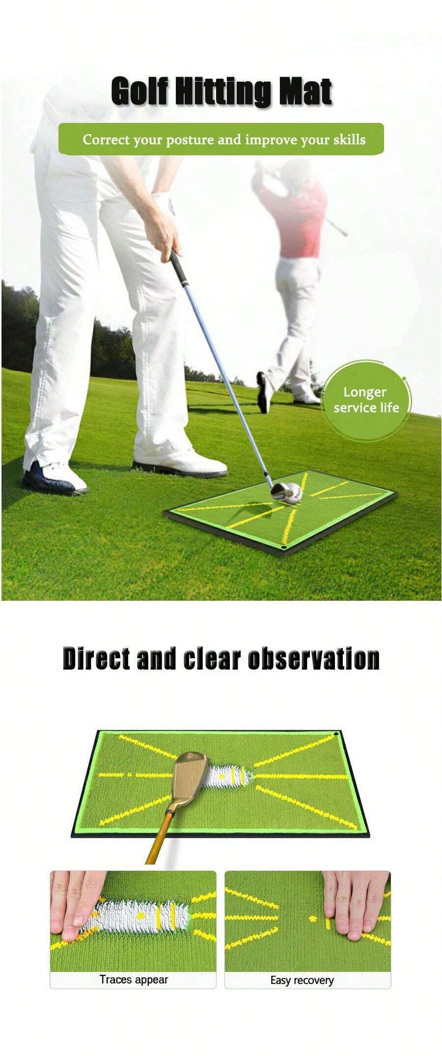 1pc Golf Hitting Mat, Golf Training Mat For Swing Path Feedback ...