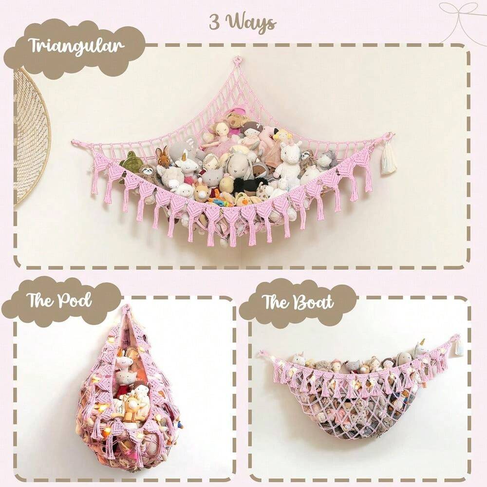 Oversized Plush Animal Storage Hammock Corner - 25 Lb Capacity Hanging ...