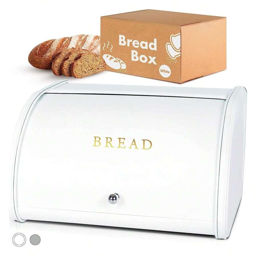 White Bread Box For Kitchen Countertop, Bread Box White Farmhouse ...