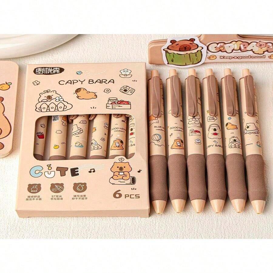 [6 แพ็ค 1 กล่อง] ปากกากลาง น่ารัก Kapibala ชุดต่อเนื่อง มูลค่าสูงของ ...