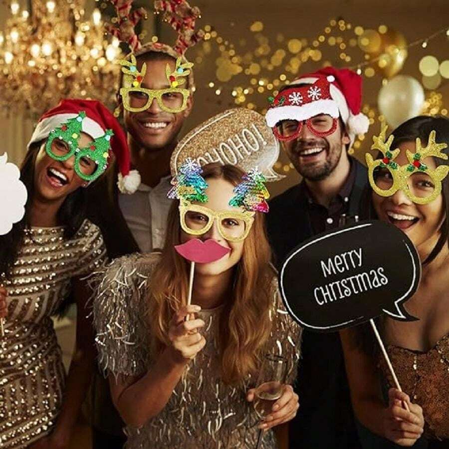 12 PCS /6 PCS Christmas Decorations, Christmas Glasses, Party ...