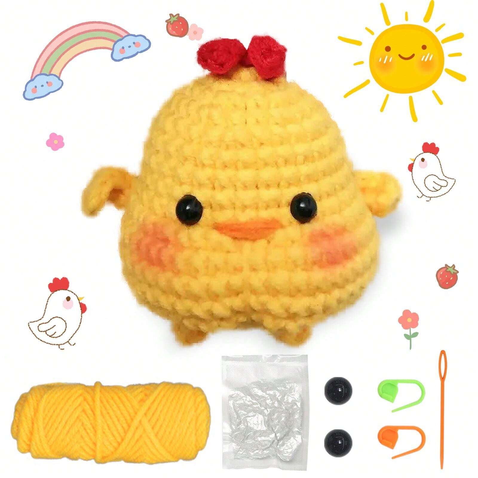 1pc Crochet Stuffed Animal Set Chicken Crochet Starter Sets For ...
