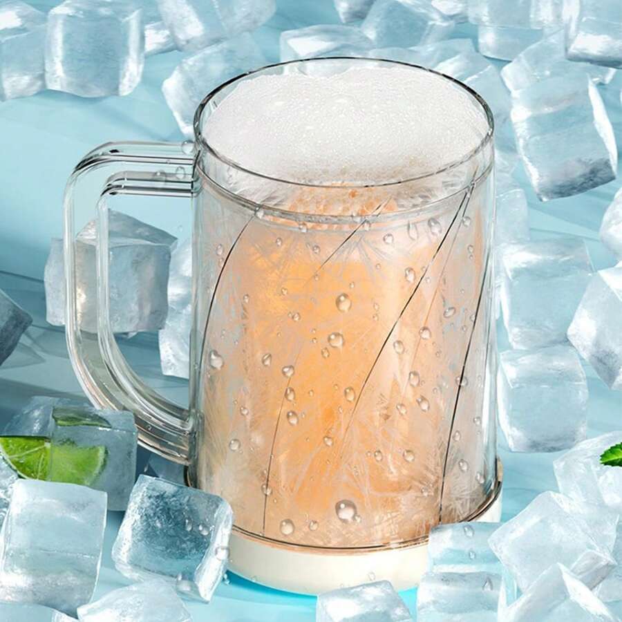 Freezer Beer Mug, Double Wall, Insulated Gel Plastic Pint Freezable ...