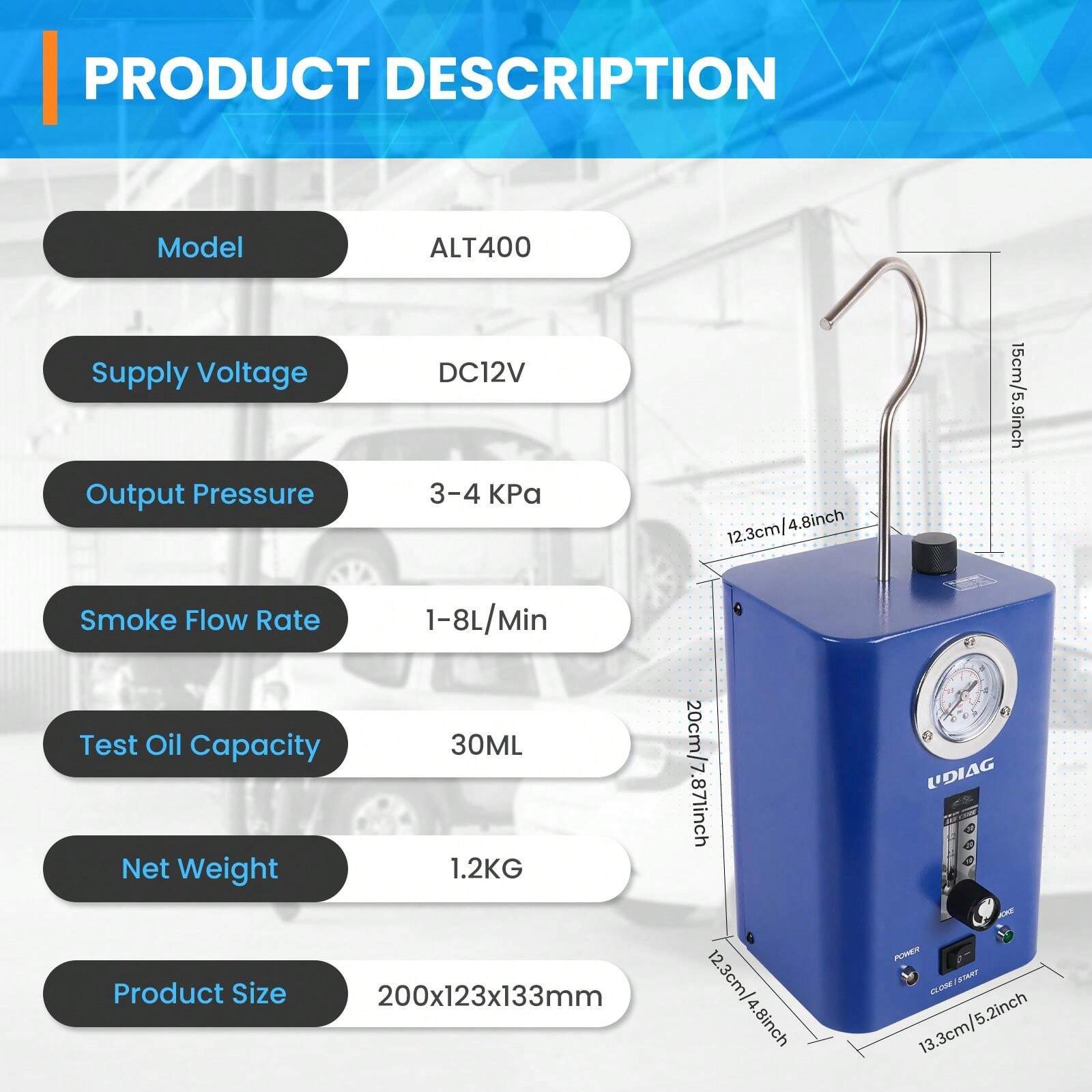 Detector de fugas de máquina de humo automotriz UDIAG ALT400, máquina de humo EVAP para ...