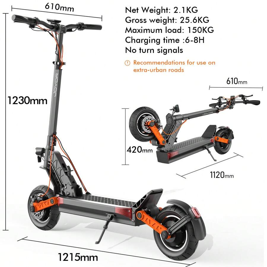 JOYOR S10S Powerful Electric Scooter 2000W Dual Motor E Scooter 10 Inch ...