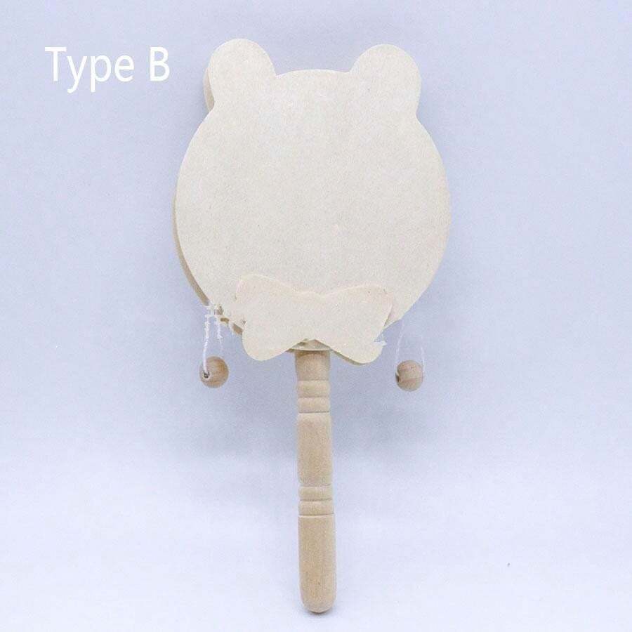 Creative DIY Hand Painted Rattle Drum Toy, Unfinished Wooden Rattle ...