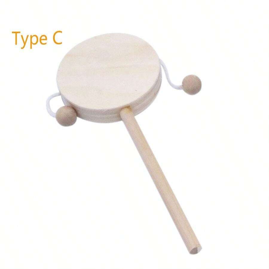 Creative DIY Hand Painted Rattle Drum Toy, Unfinished Wooden Rattle ...