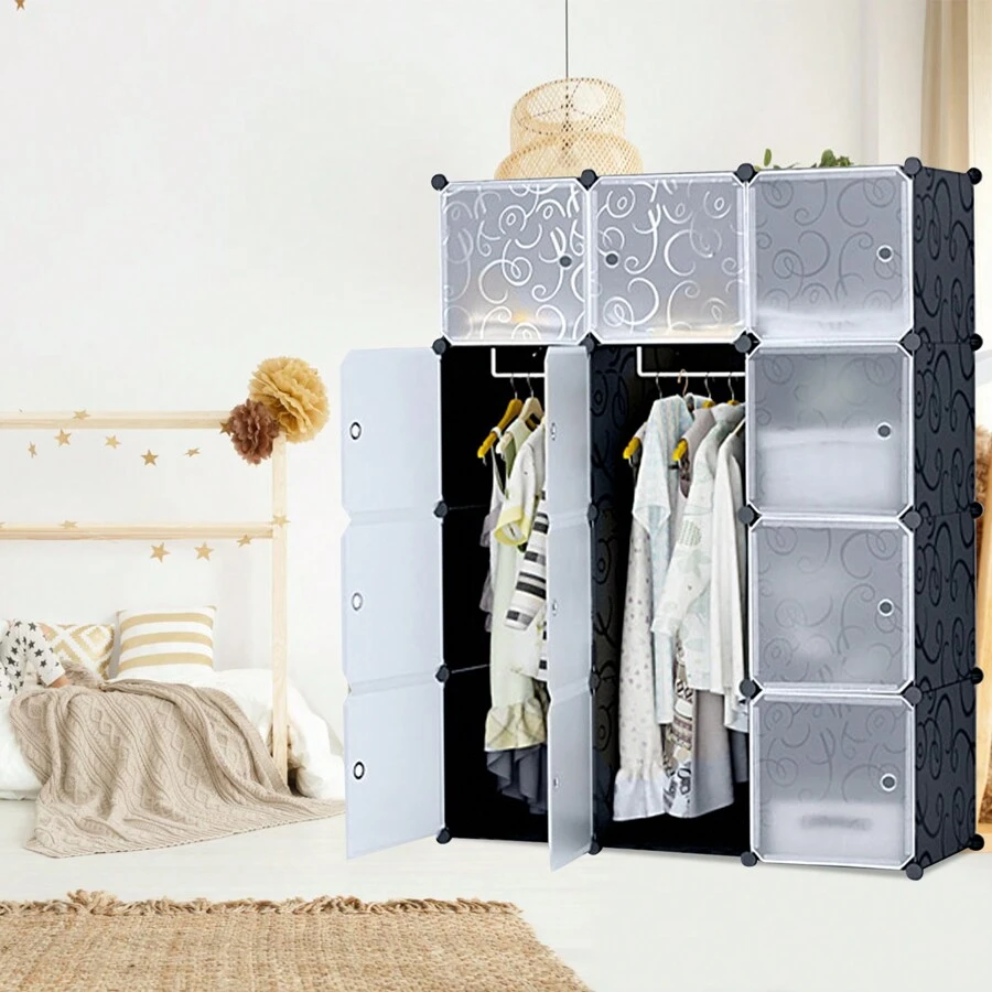 VA-Cerulean DIY sistema de prateleiras 12 caixas com porta guarda-roupa ...