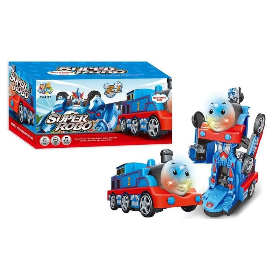 Thomas Robô Trenzinho Transformes 2 em 1 Azul Bate Volta Luz Som ...