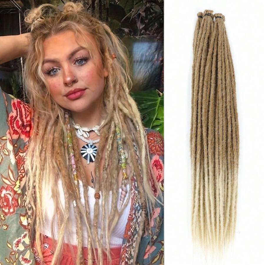 24 Inch Ombre Blonde Dreadlock Extensions Thin 0.6cm Single Ended ...