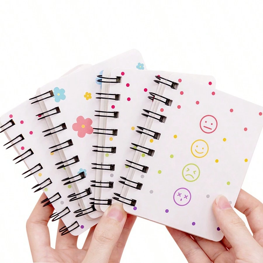 Hyun-A Series Floral Spiral Notebook, Portable Pocket-Sized Memo Pad ...