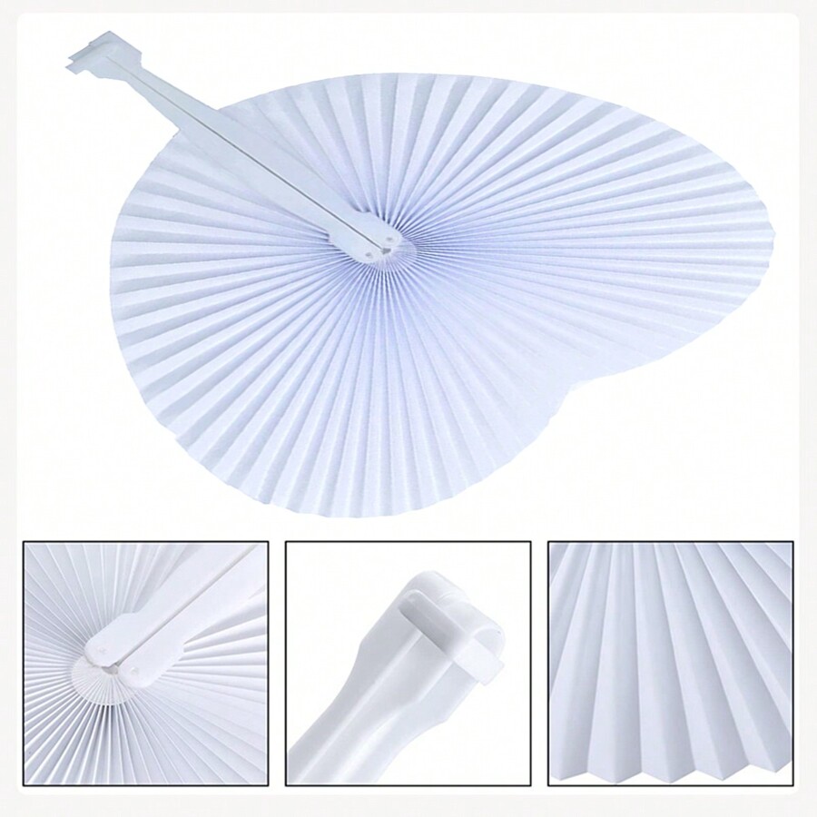 12pcs White Foldable Paper Fan With Accordian Pleated Design. Suitable ...