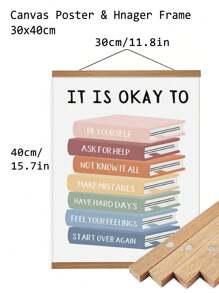 SURELIFE Boho It Is OK To Feel Books Educational Poster Wall Art Canvas ...
