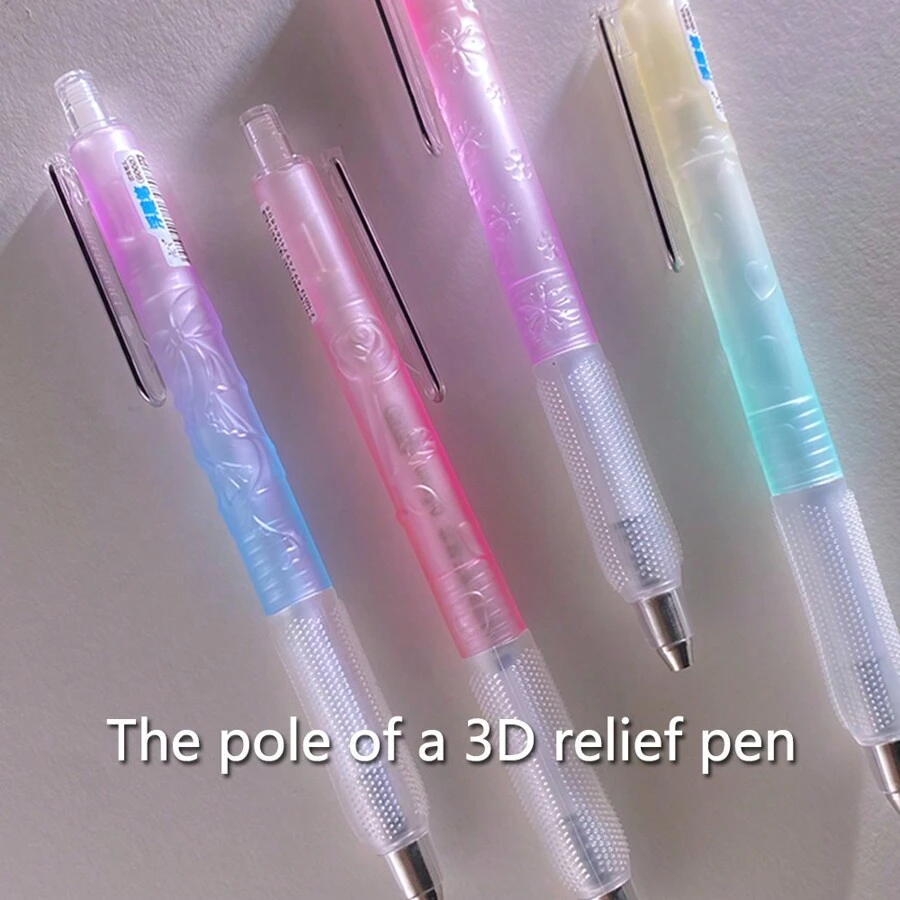 4pcs Creative 3D Embossed Neutral Pens 0.5mm Ballpoint Pens With Dual ...