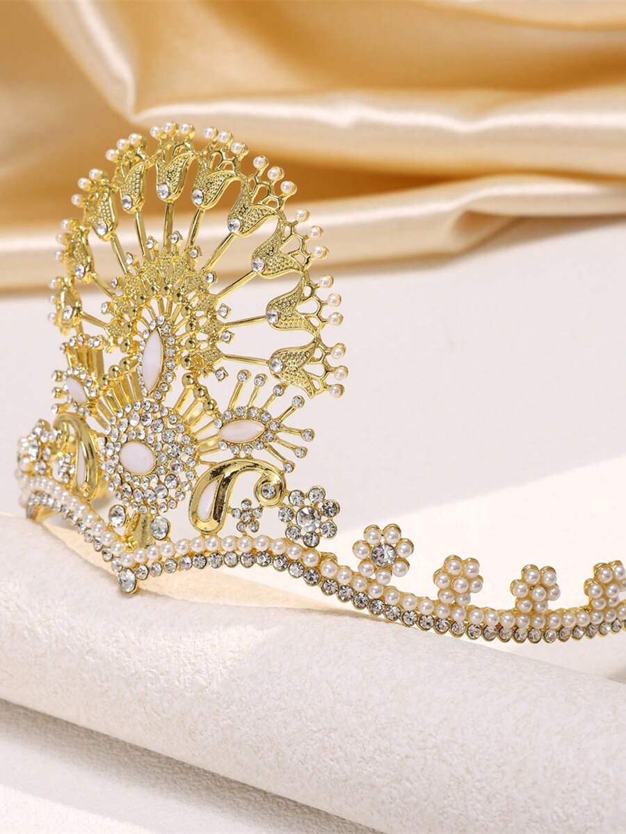 1pc Luxurious Diamond-Encrusted Crown Tiara For Beauty Pageants, Red ...