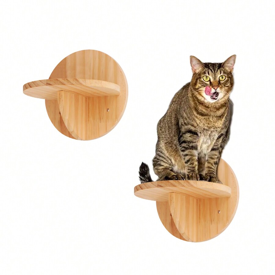 2pcs Round Cat Wall Shelves, Wall-Mounted Cat Tree Climbing Rack, Cat ...
