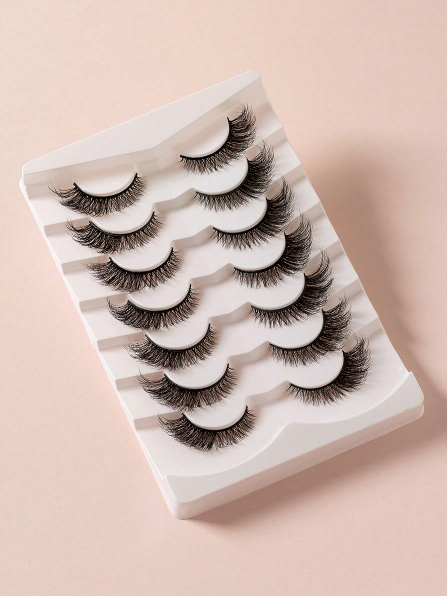 7 Pairs Full False Lashes 3D Stereoscopic Fishtail Eye Elongated Fox ...