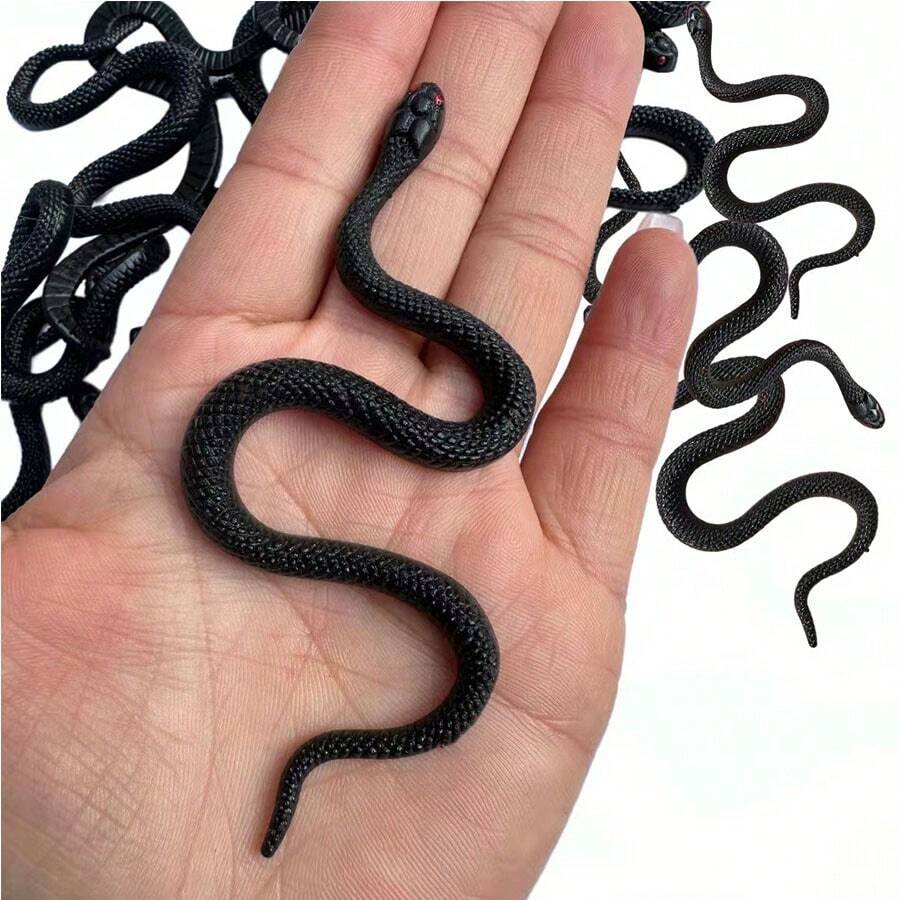 2024 New - Soft Rubber Black Snake Animal Model Toy, Realistic Snake ...