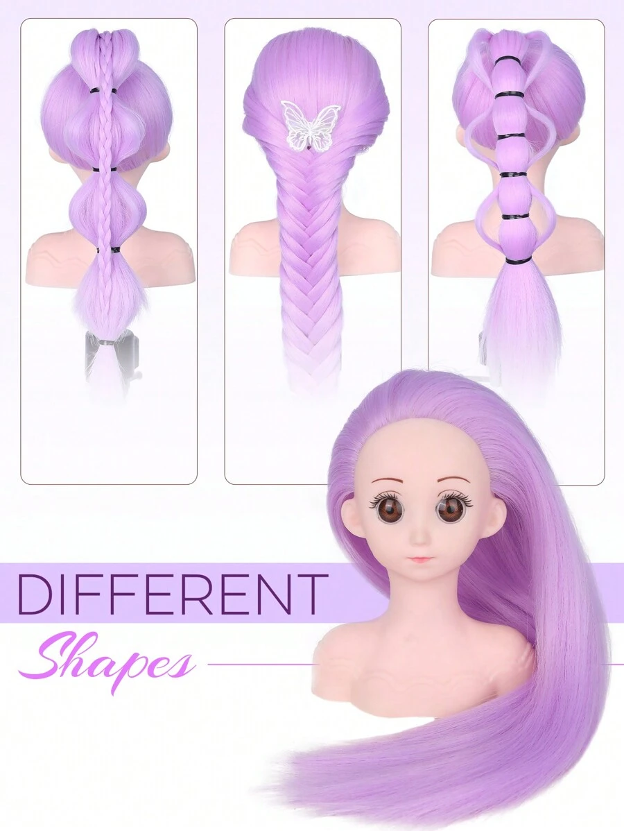 7.5 Inch Mannequin Head With Purple Hair Manikin Doll Head Hair For ...