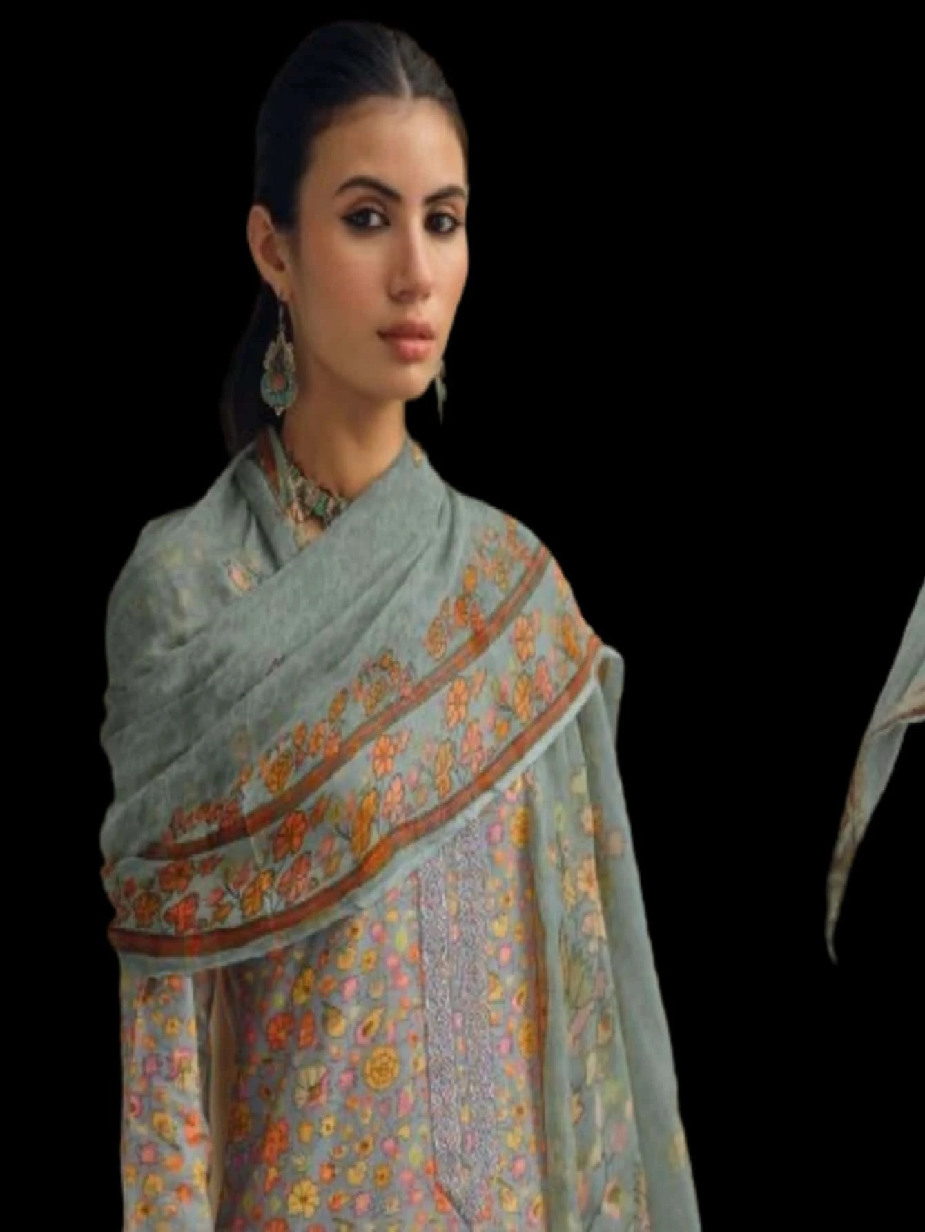 Pakistan Wear Readymade Digital Print Gray Lawn Cotton Fancy Embroidery ...