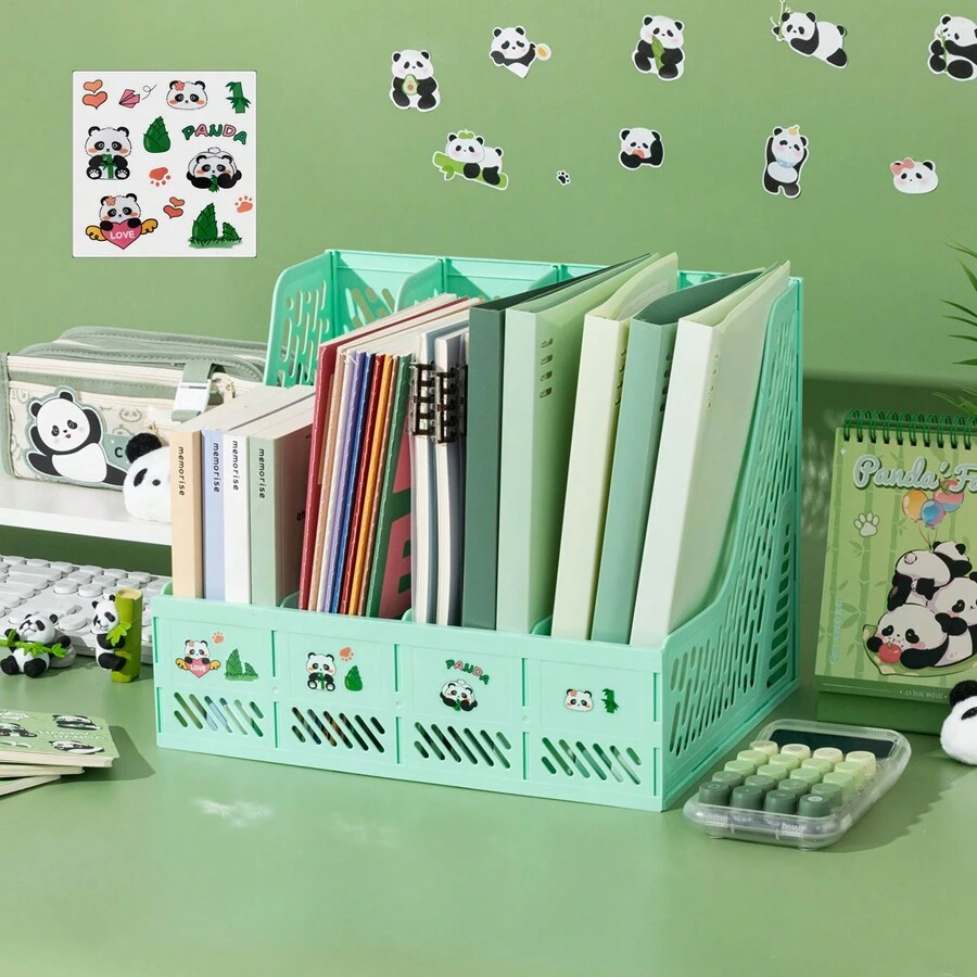 Panda Themed Desktop File Holder, Book Stand, Organizer Shelf, Office ...