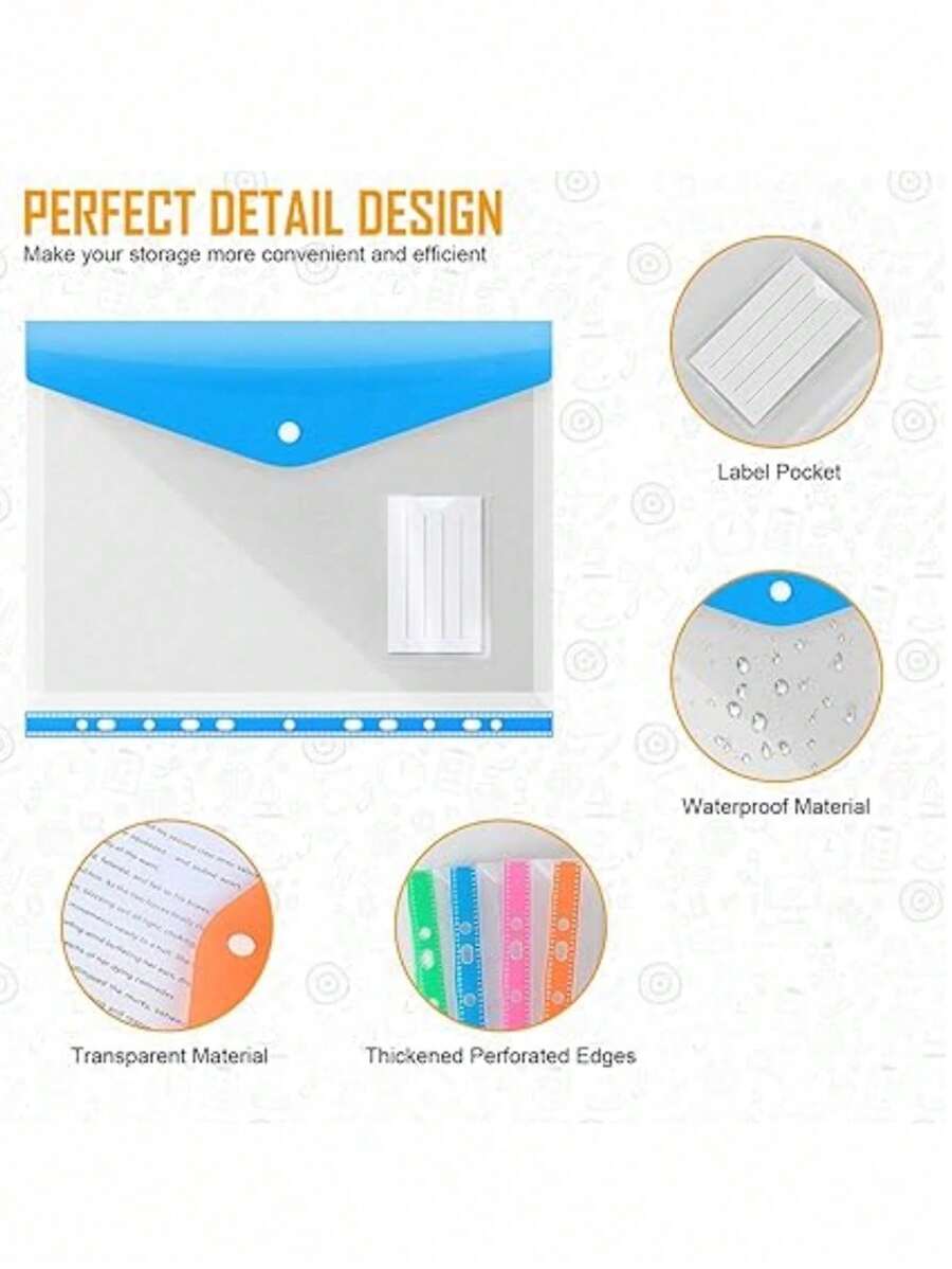 Expandable Punched Pockets A4 Plastic Wallets 12 Pack A4 Folders ...